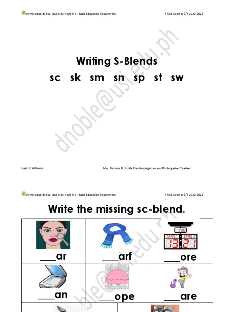 Practicing S-Blends: A Kindergarten Phonics Worksheet for Writing Words ...