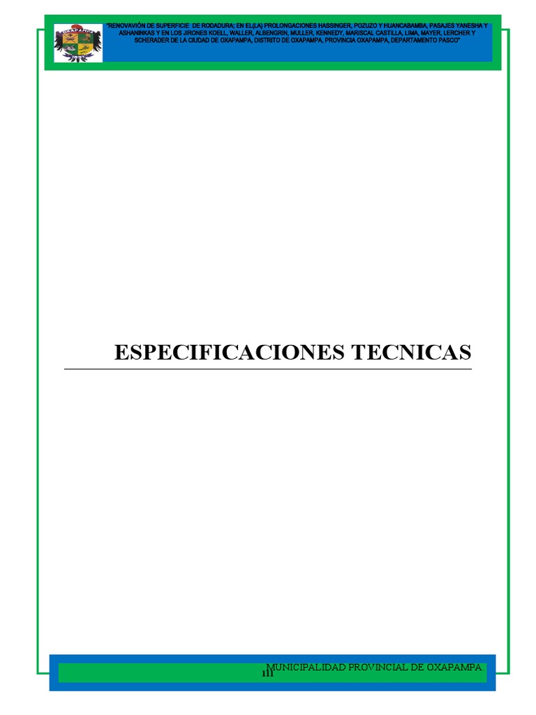 Especificaciones Tecnicas | PDF | Volumen