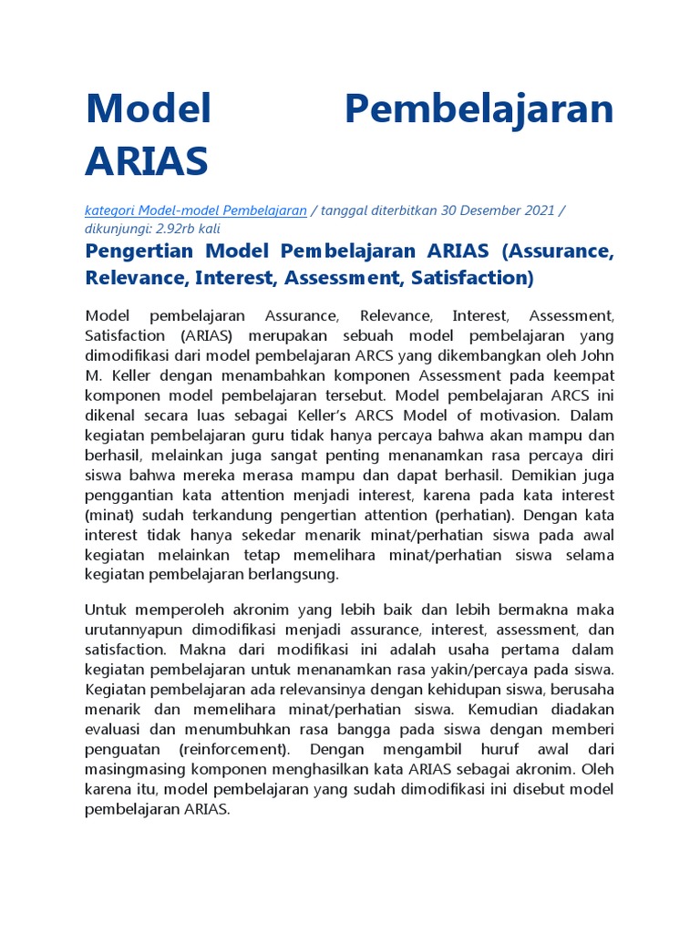 Model Pembelajaran ARIAS | PDF