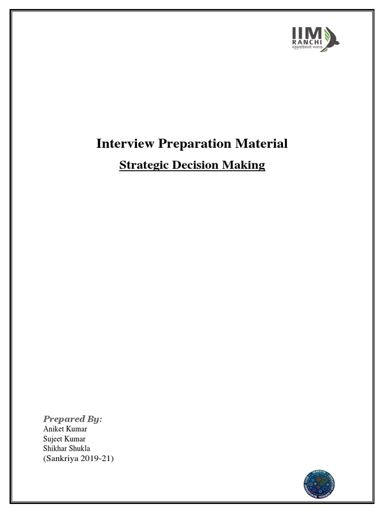 Placement Preparation - Strategic Decision - Operations | PDF ...