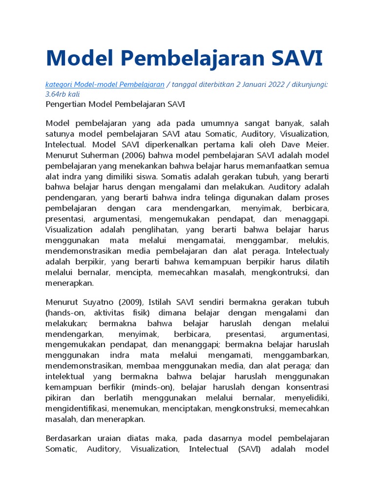 Model Pembelajaran SAVI | PDF