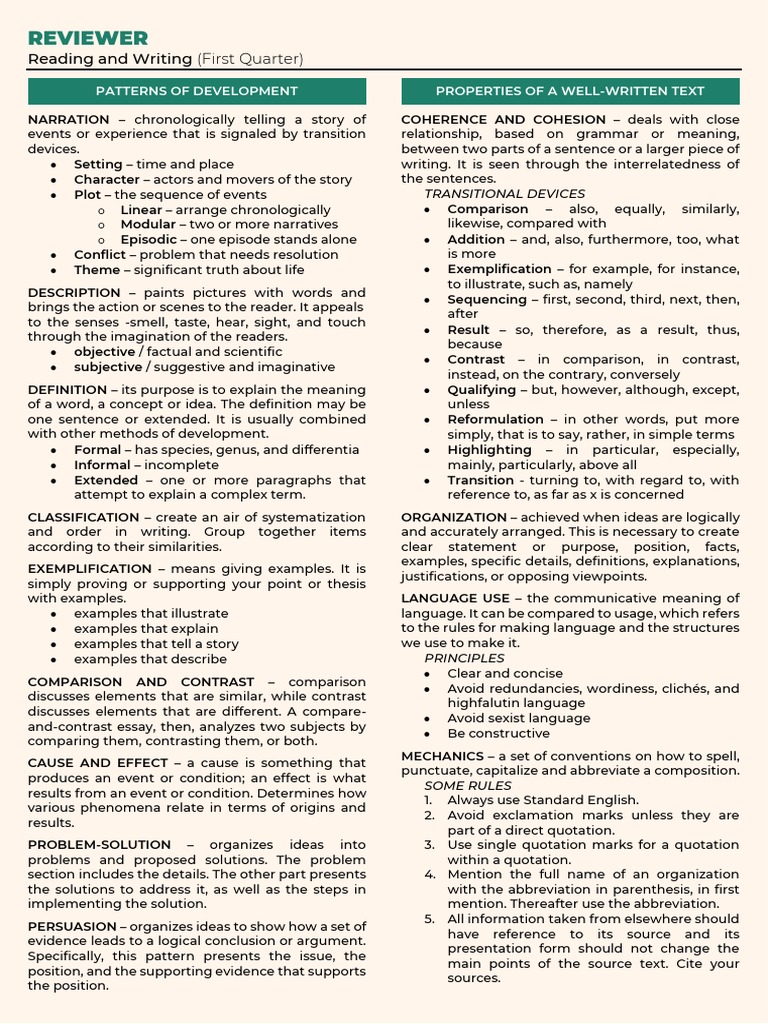 Grade 11 Reading and Writing Reviewer | PDF | Argument | Evidence