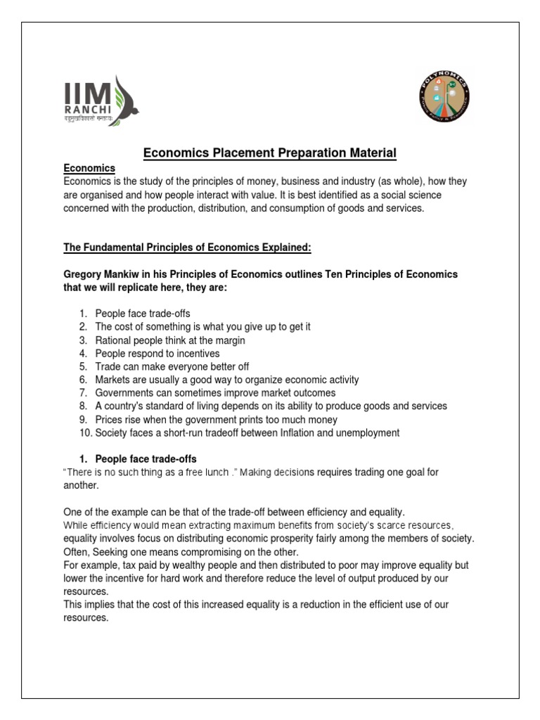 Economics Placement Preparation Material | PDF | Economics | Macroeconomics