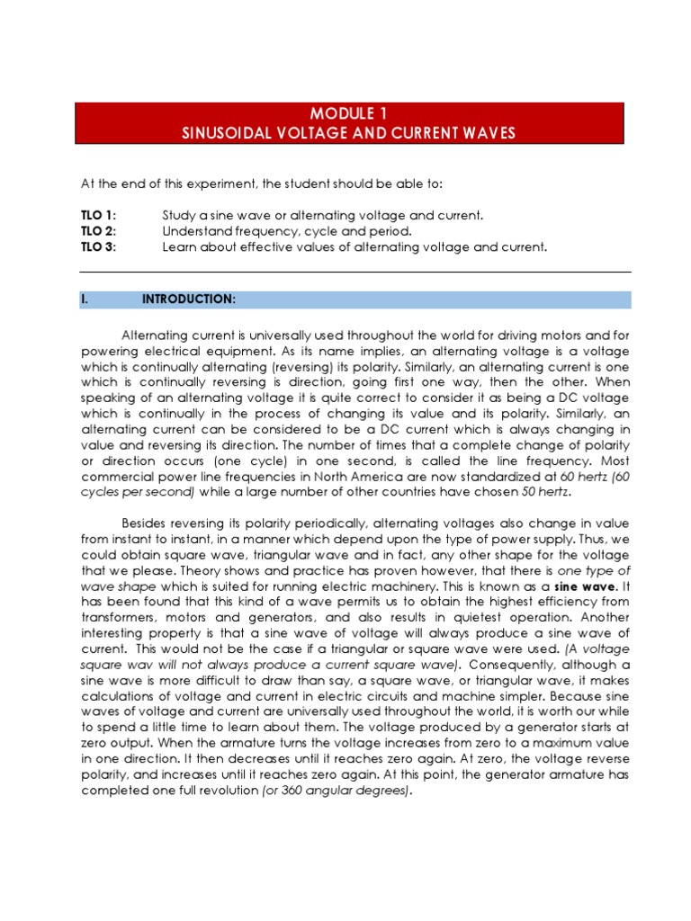 EE2211L - Experiment 1 and 2 | PDF | Root Mean Square | Alternating Current