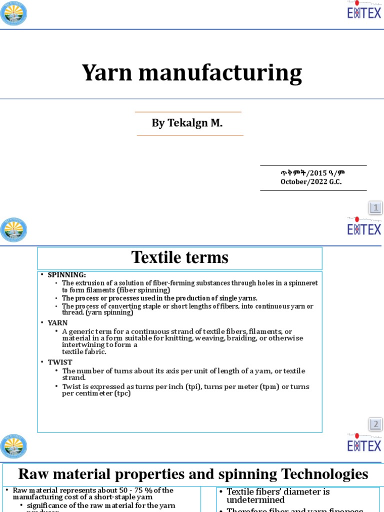 1 Yarn Manufacturing | PDF | Yarn | Textiles