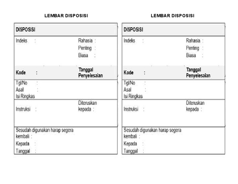 Format Lembar Disposisi (2) | PDF