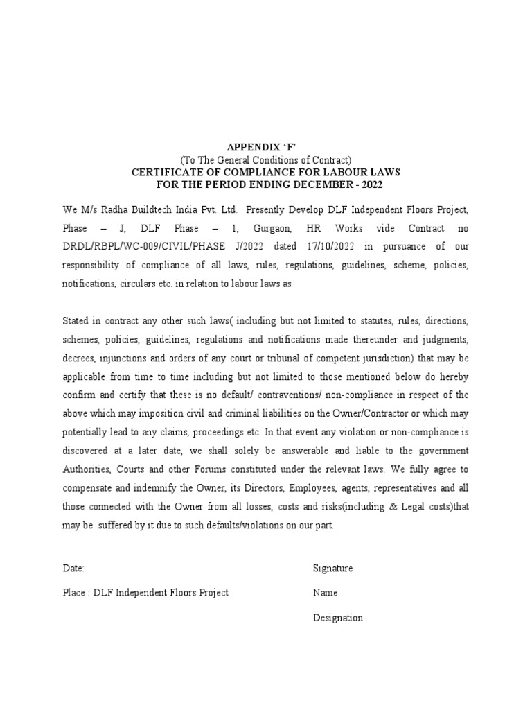 Appendix F Compliance - J | PDF