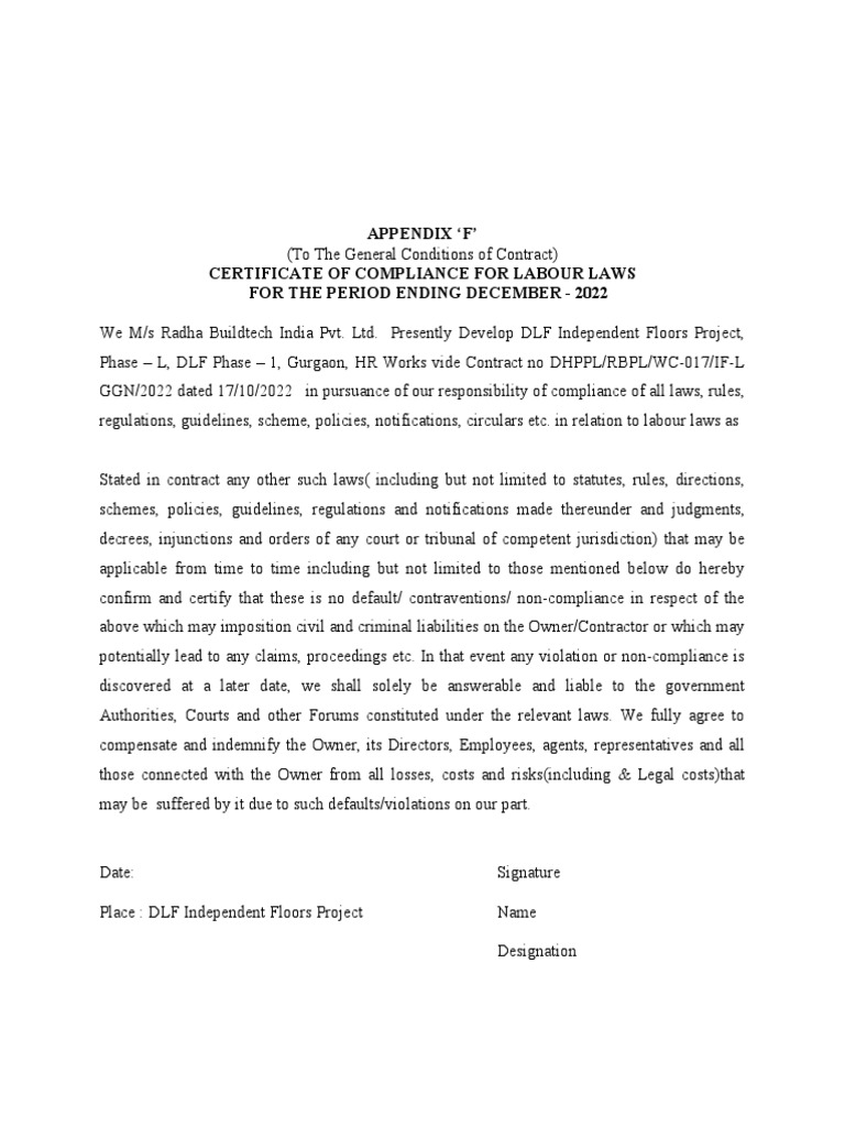 Appendix F Compliance - L | PDF