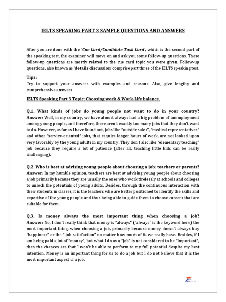 Ielts Speaking Part 3 Sample Questions and Answers | PDF | Sports | Teachers