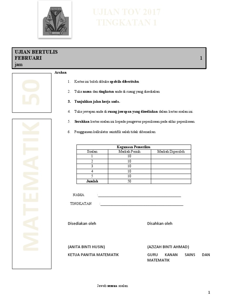 Ujian Tov 2017 | PDF