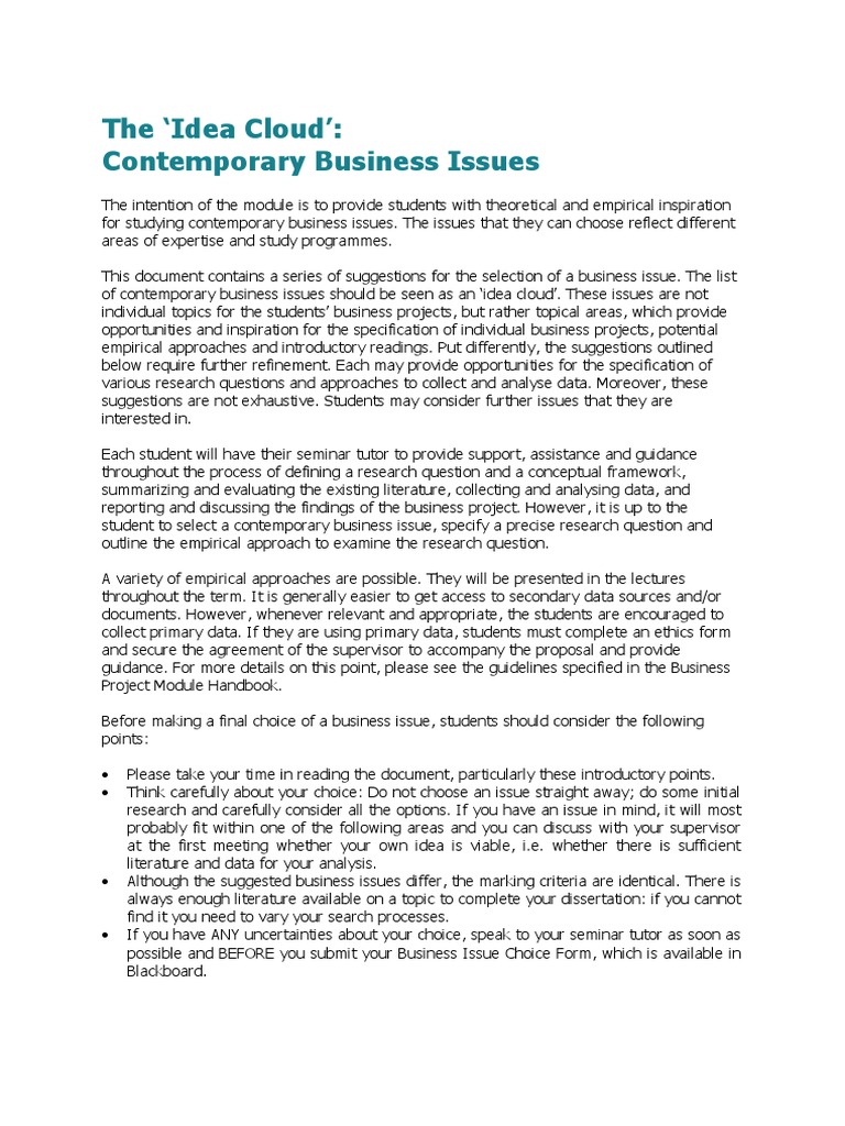 Contemporary Business Issues Guide | PDF | Customer Experience ...
