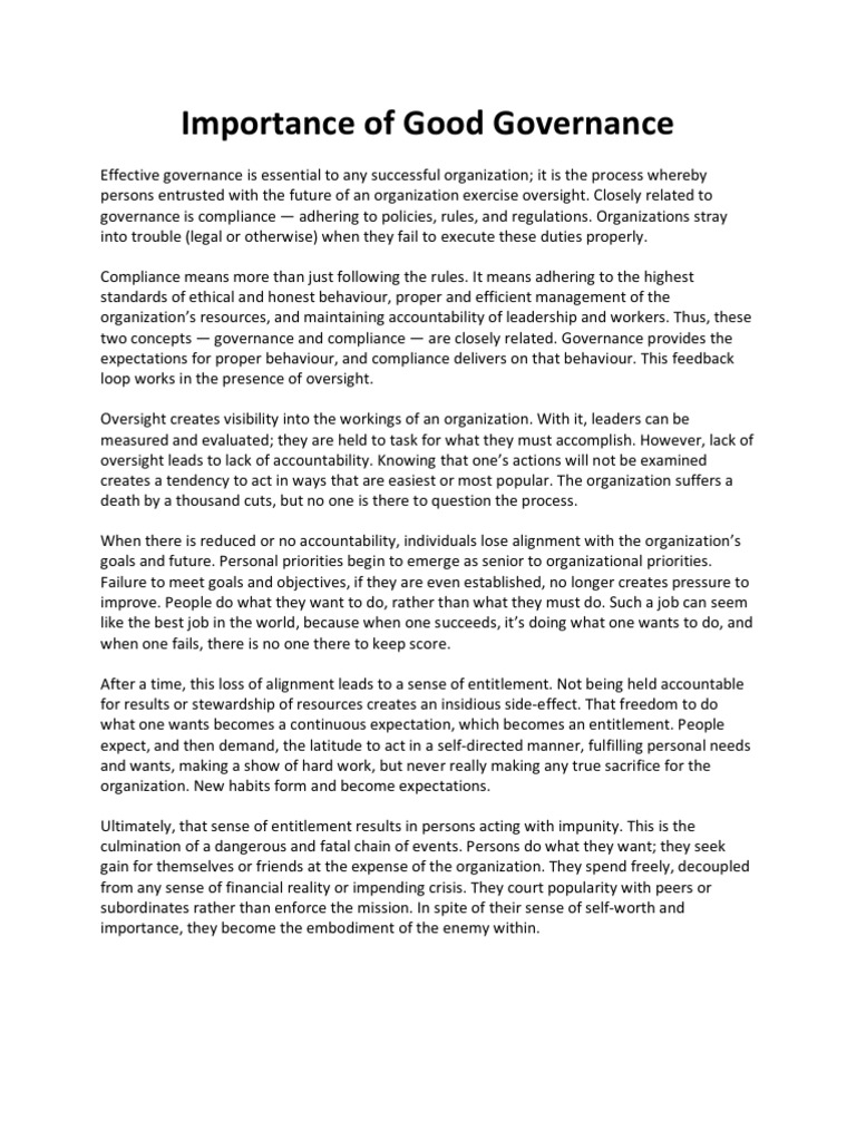 Importance of Good Governance