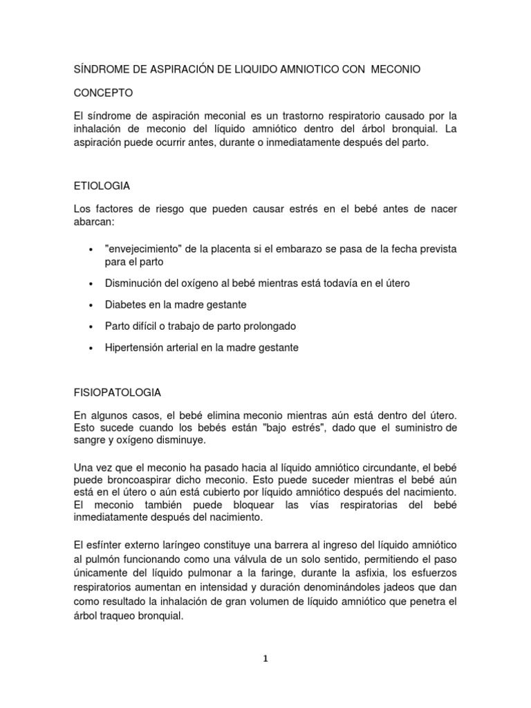 Síndrome de Aspiración de Meconio | PDF | Parto | Neumonía
