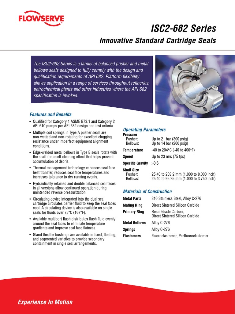 Flowserve ISC2 - API 682 Compliant Mech Seal | PDF | Physical Sciences | Mechanical Engineering