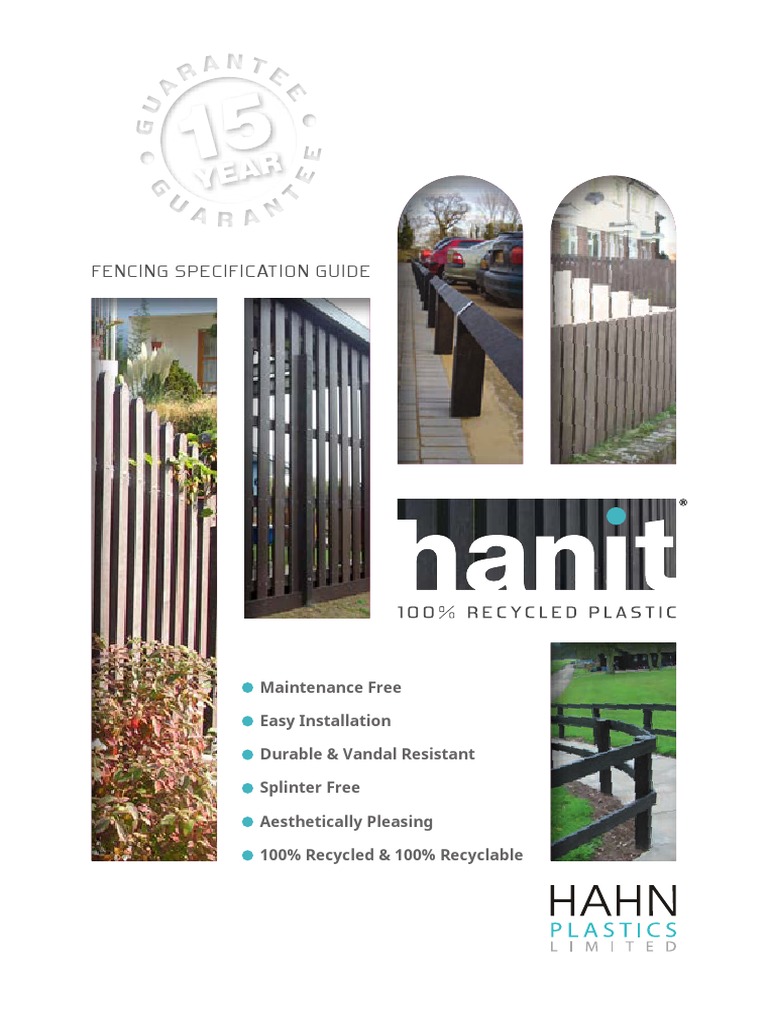 Hahn Plastics Hanit Ultra Fencing Specifications Specification Guide ...
