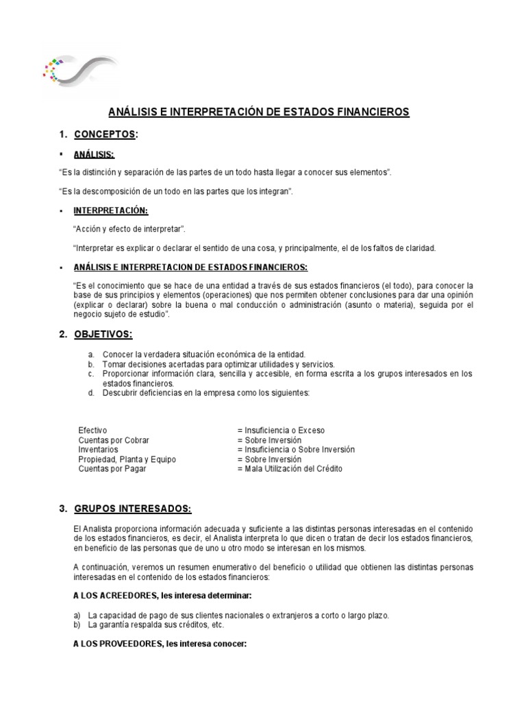 Análisis e Interpretación de Estados Financieros | PDF | Compartir (Finanzas) | Contabilidad