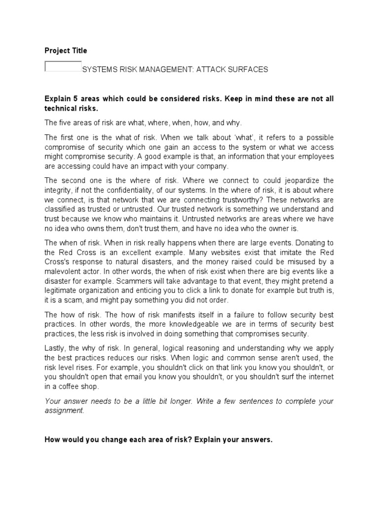 Peer Graded Assignment Attack Surfaces Pdf Information Security 7189