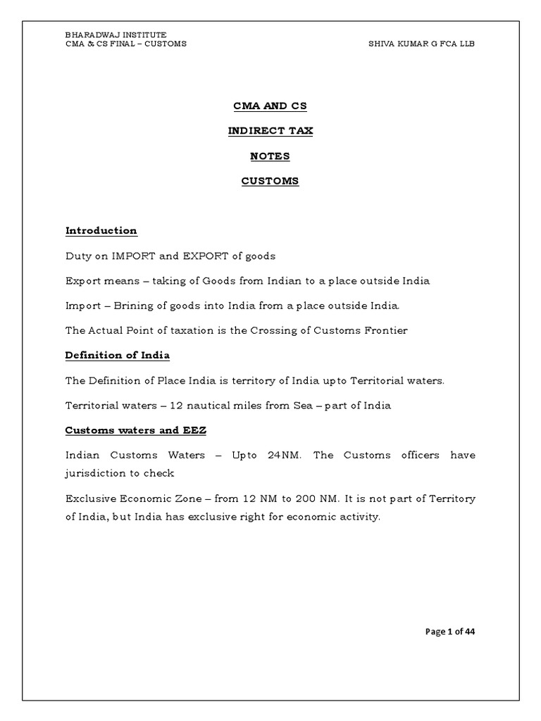 IDT Customs Notes | Download Free PDF | Dumping (Pricing Policy) | Customs