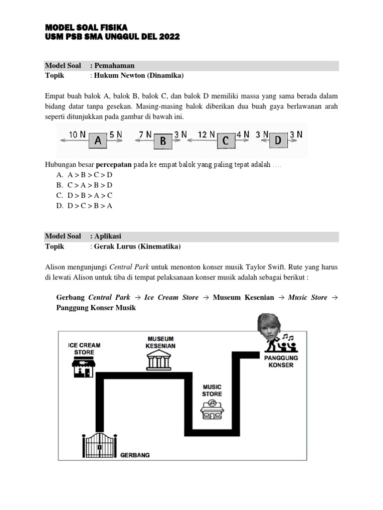 Model Soal Fisika PSB SMA Unggul Del | PDF