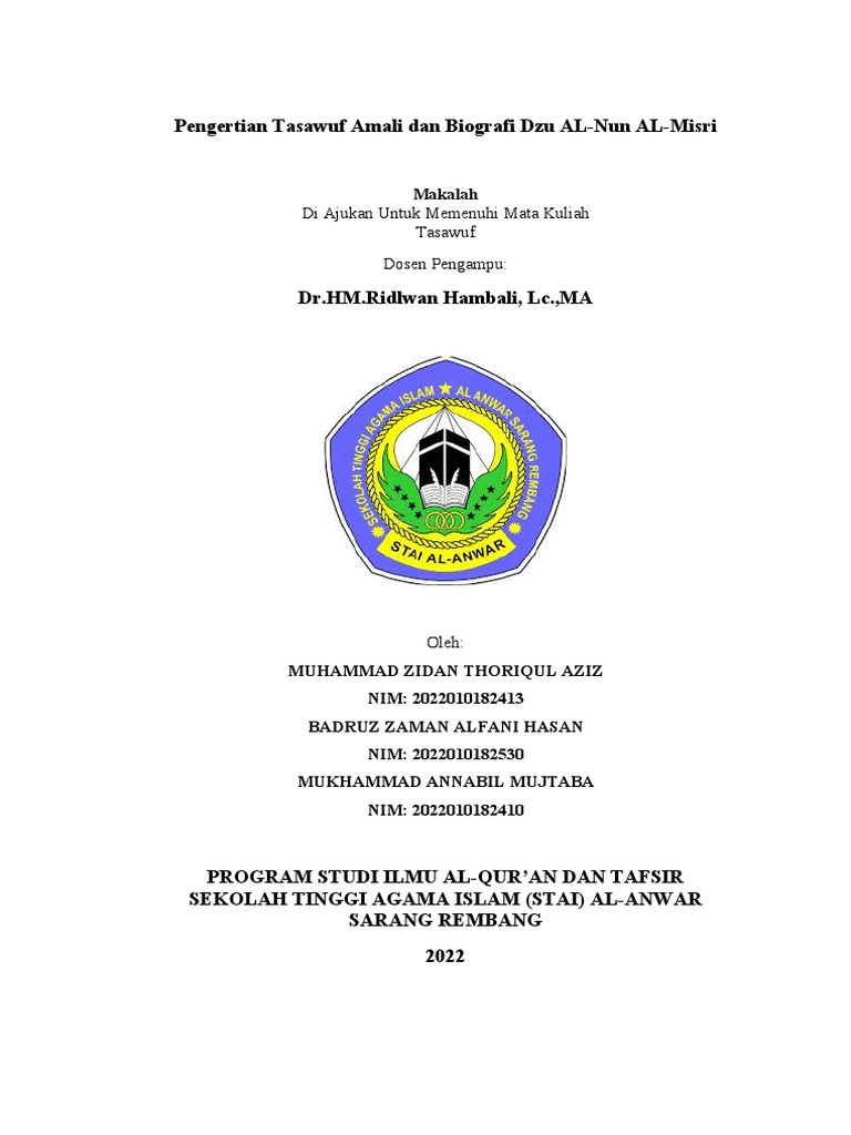Tasawuf Amali dan Dzu Al-Nun Al-Misri | PDF | Agama & Spiritualitas
