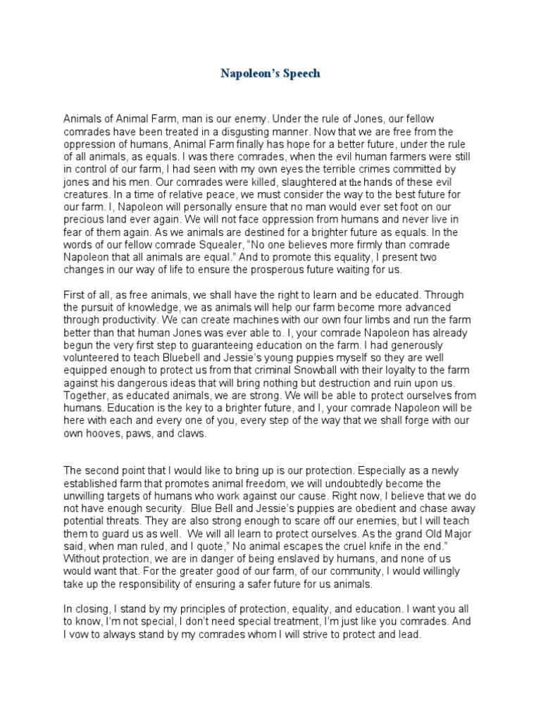 Napoleon's Speech Promoting Education, Protection and Equality for the ...