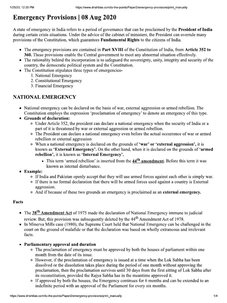 Emergency Provisions | PDF