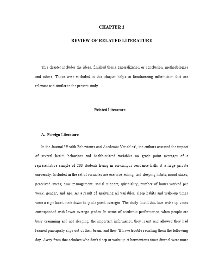 Chapter 2 (RRL) | PDF | Sleep | Behavior