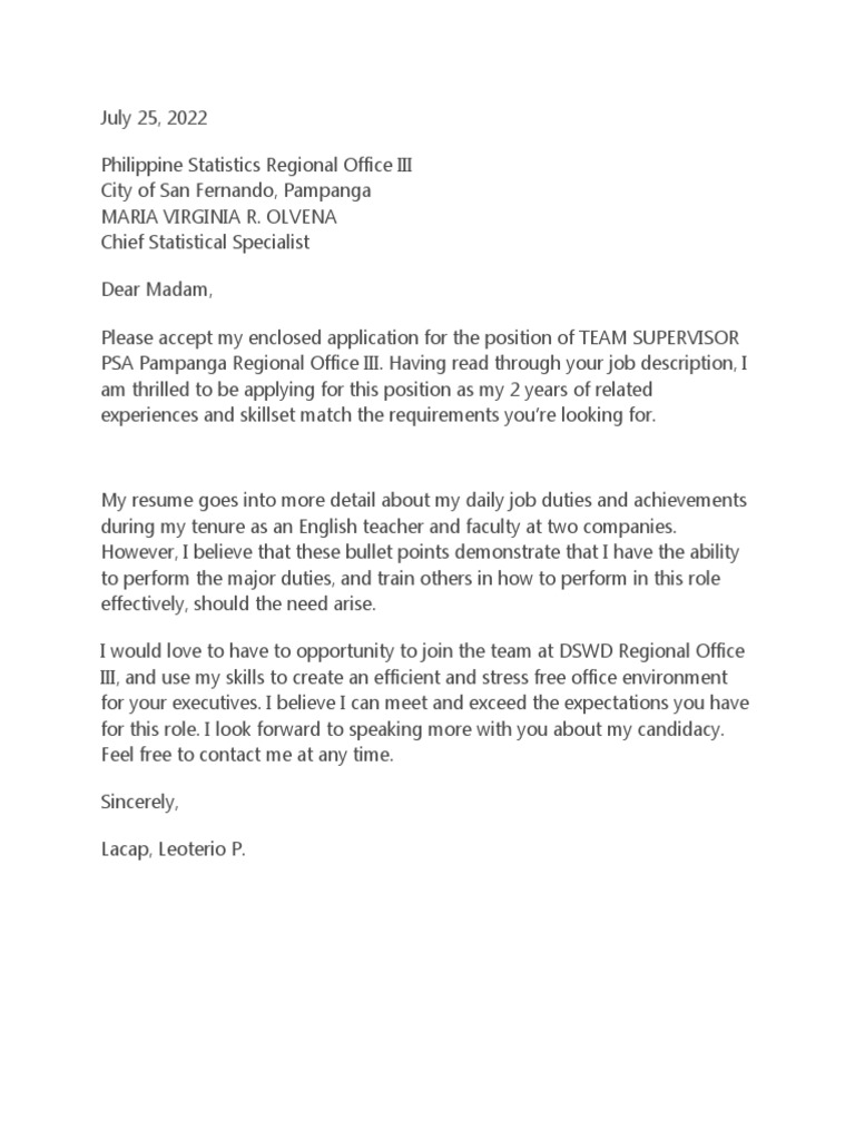 Application Letter | PDF