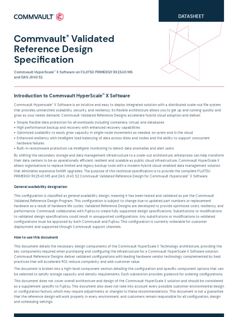 Commvault R Validated Reference Design Specification Commvault Hyperscale X Software On Fujitsu ...