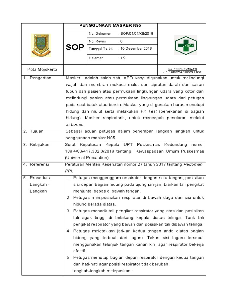 Panduan Penggunaan Masker N95 | PDF