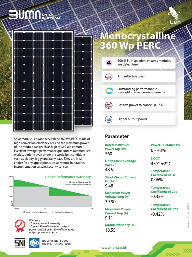 18.c.I.D.1 Solar Panel Len Monocrystalline 360Wp PERC-1 | PDF | Solar Panel | Electronics
