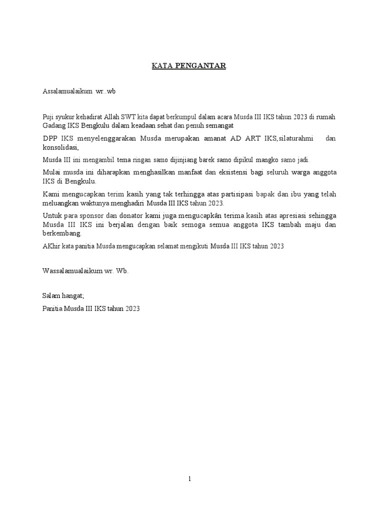 Kata Pengantar-Pakai Halaman | PDF