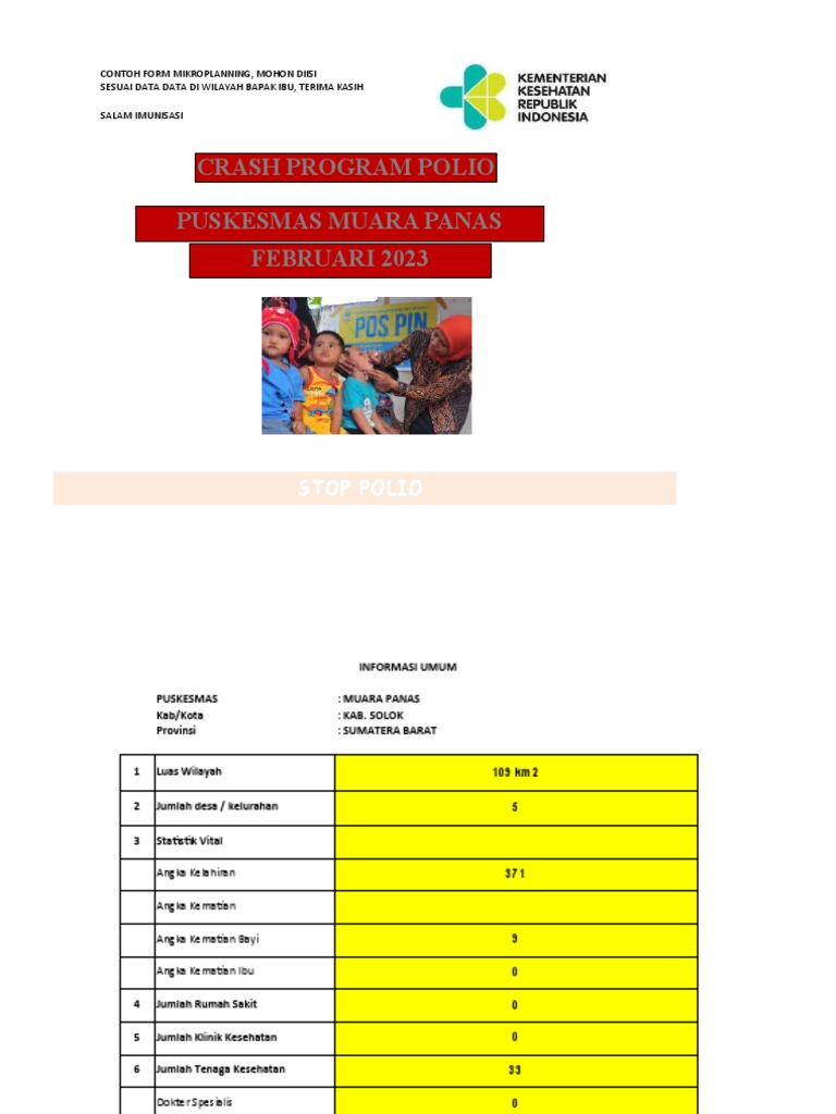 V3. 170123 MIKROPLANING CRASH PROGRAM POLIO PUSKESMAS (1) Update 270123 | PDF