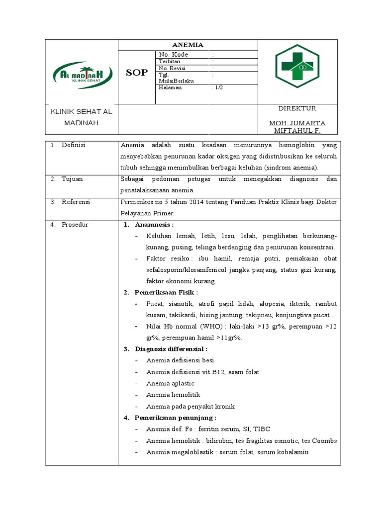 SOP Anemia | PDF