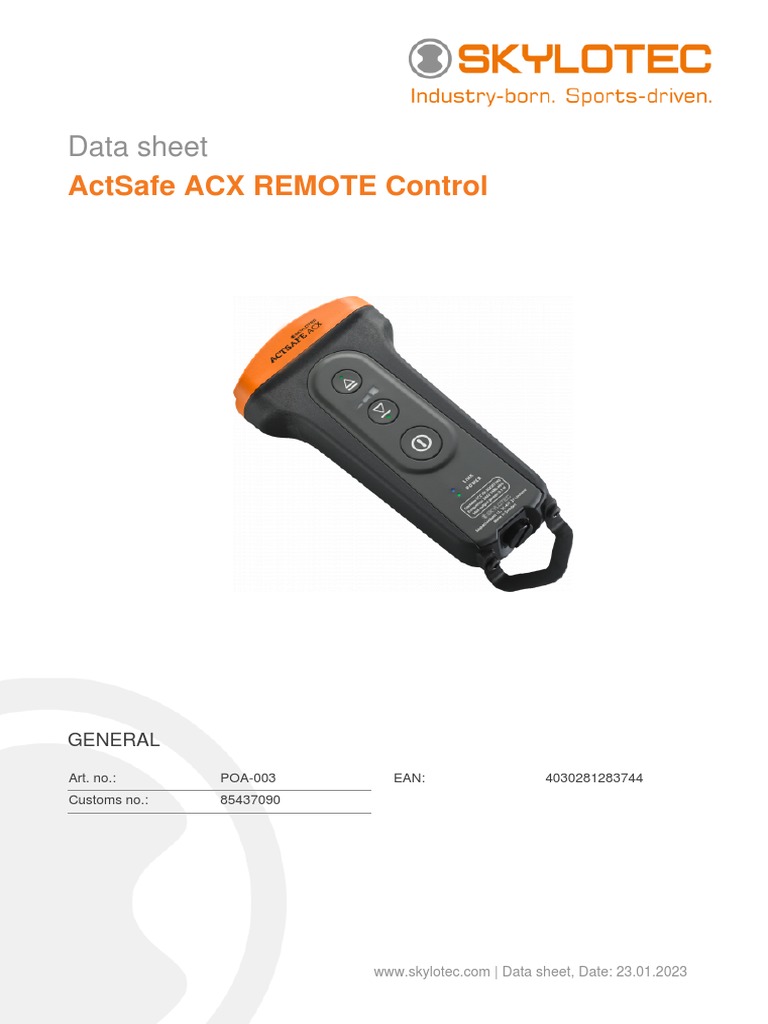 ActSafe ACX Remote Control Specs | PDF
