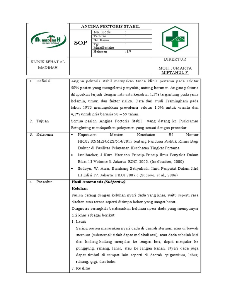 SOP Angina Pectoris Stabil | PDF