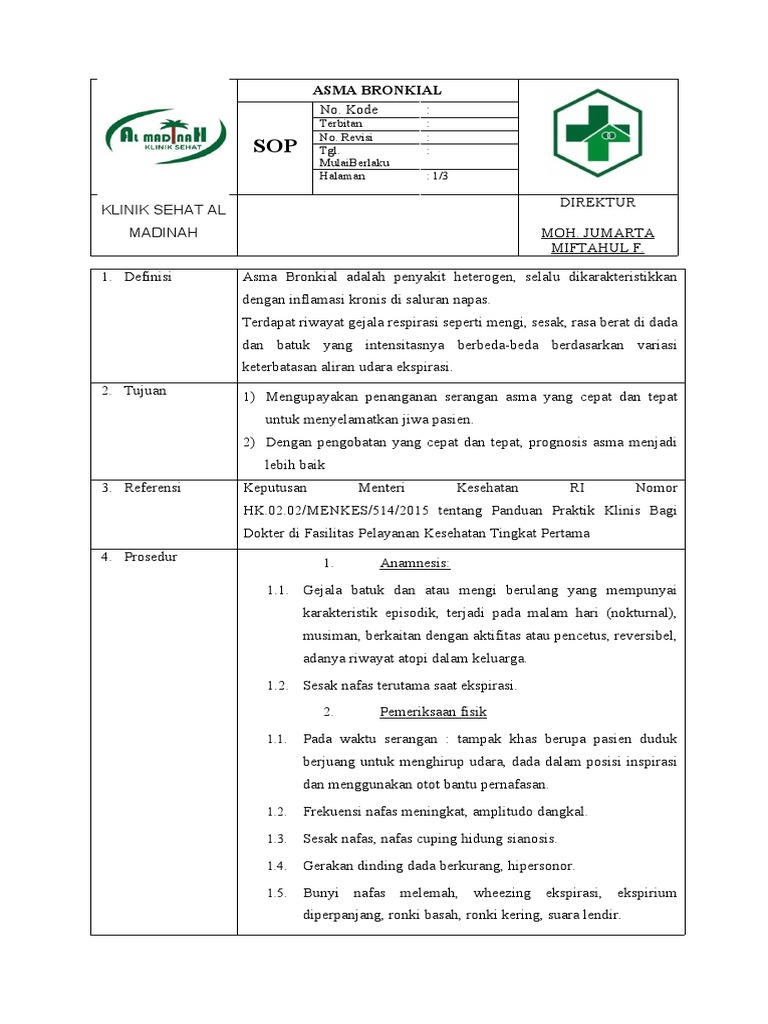 SOP Asma Bronkial | PDF