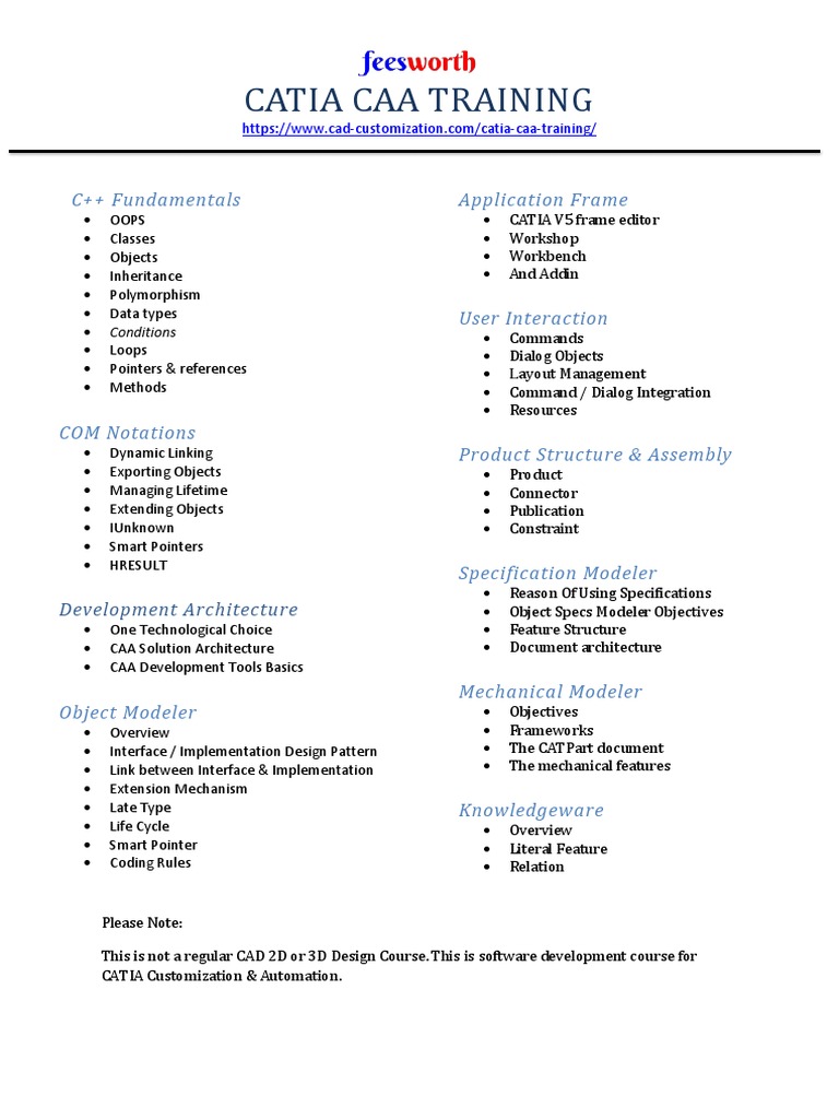 Syllabus CATIA CAA RADE | PDF | Object (Computer Science) | Component Object Model