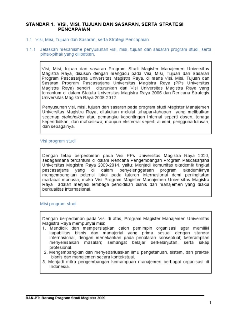 VISI DAN MISI PROGRAM STUDI | PDF