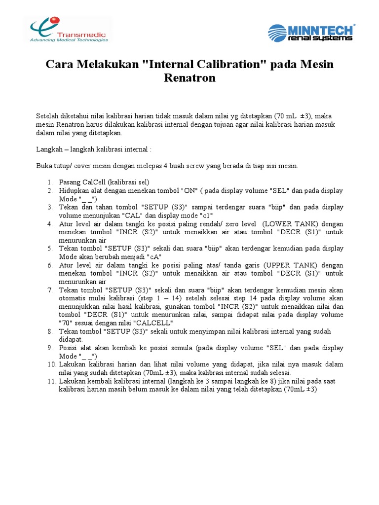 Kalibrasi Internal Mesin Renatron | PDF