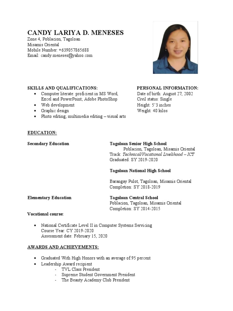 Sample Format Resume | PDF | Computing