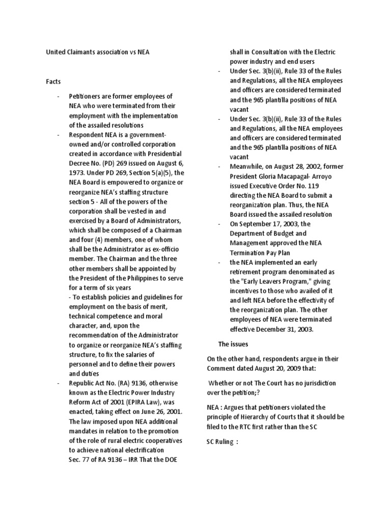 United Claimants Association Vs NEA | Download Free PDF | Jurisdiction ...