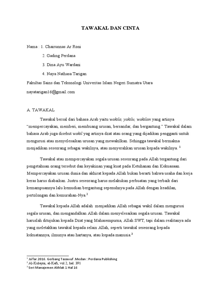 Makalah Tawakal Dan Mencintai Allah | PDF