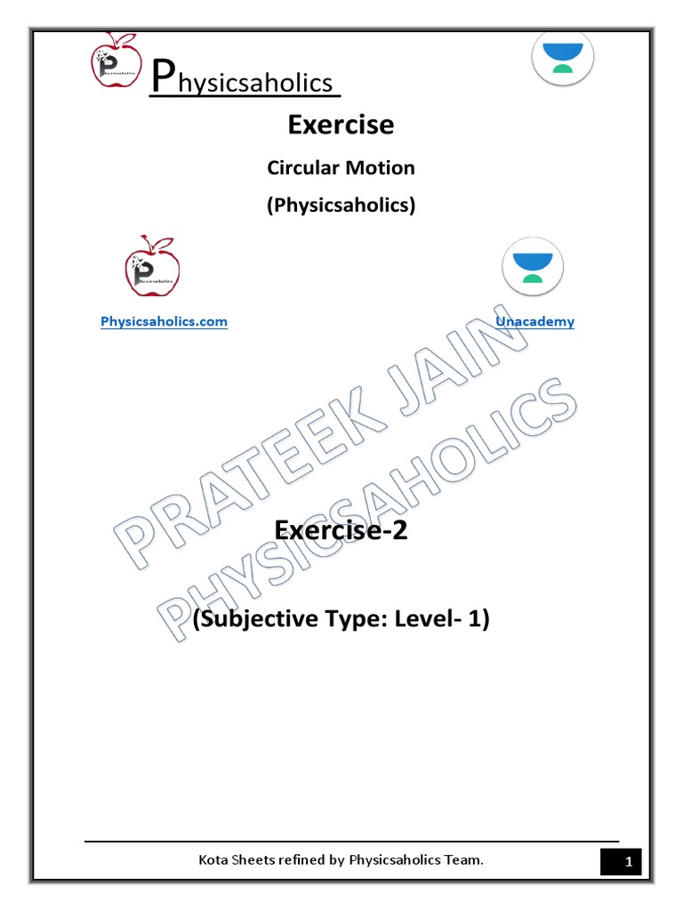 Sheet Exercise 2 - Circular Motion - S - L-1 1668503345455 | PDF ...