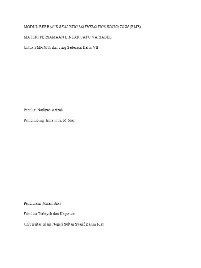 Modul Berbasis Realistic Mathematics Education | PDF
