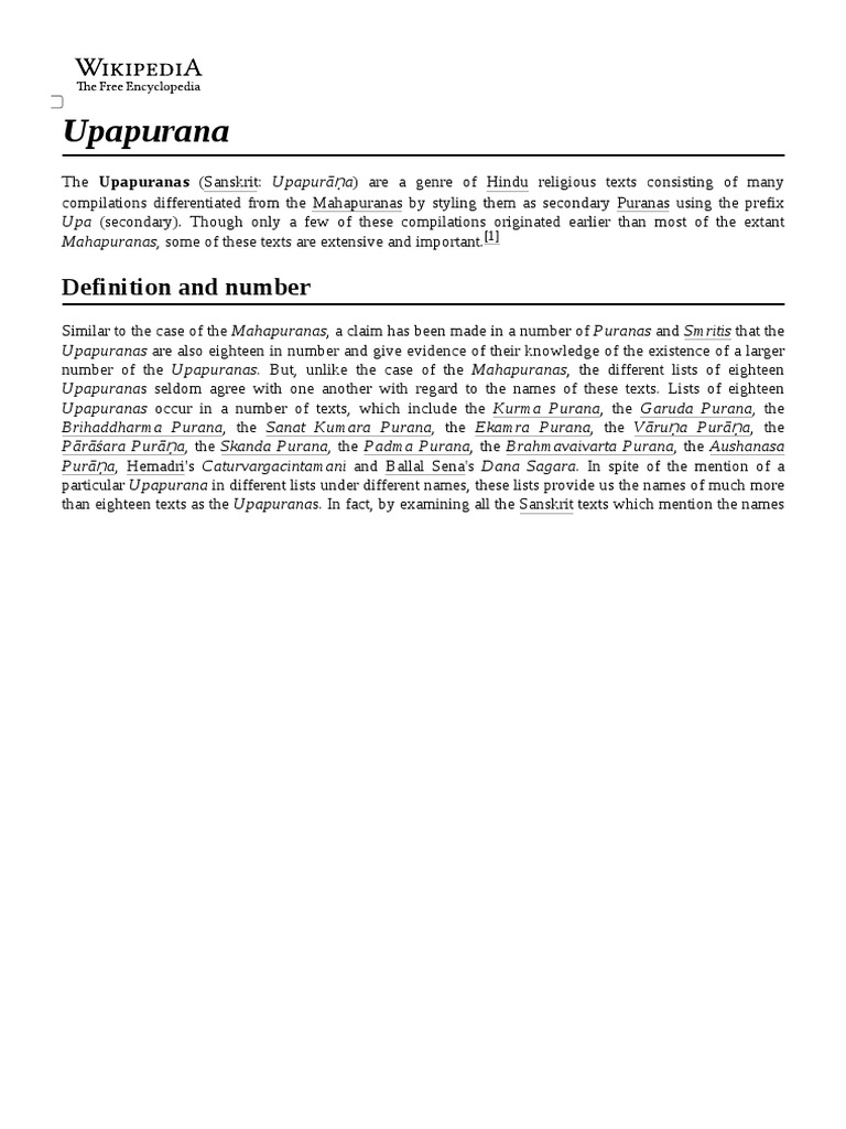 Upapurana | PDF | Hindu Mythology | Hindu Gods