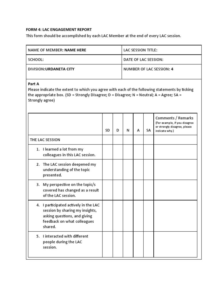 LAC Engagement Report Form 4 | PDF