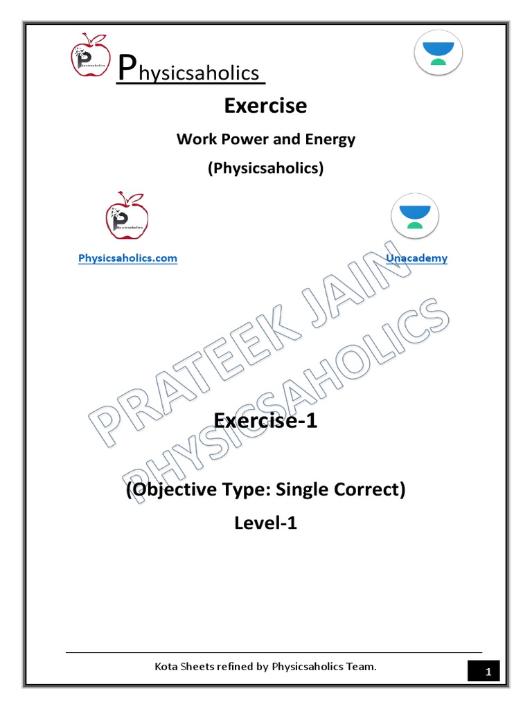 Sheet Exercise 1 - WEP - Single Correct L-1 1668526261681 | PDF | Force ... Sheet Exercise 1 - WEP - Single Correct L-1 1668526261681 | PDF | Force ...