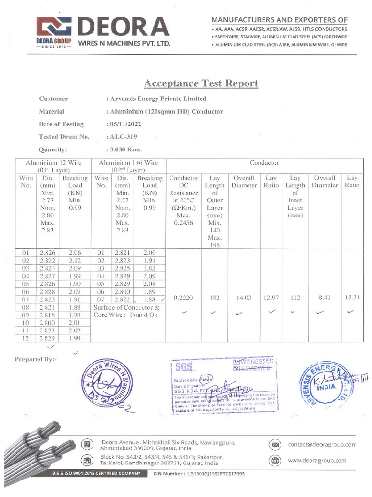 Witnessed Factory Acceptance Report | PDF | Physical Sciences ...