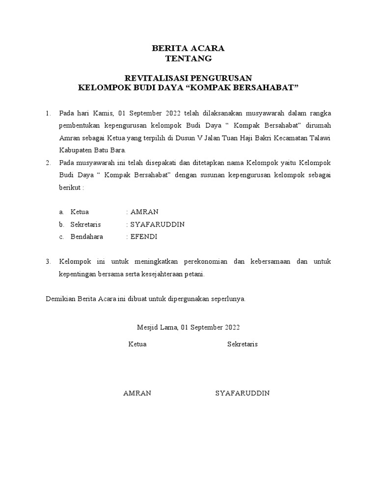 BERITA ACARA Kelompok | PDF